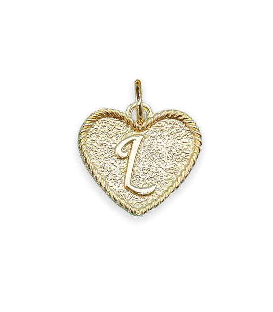 (L) Heart Initial Charm in Three Finishes – Candy Shop Vintage